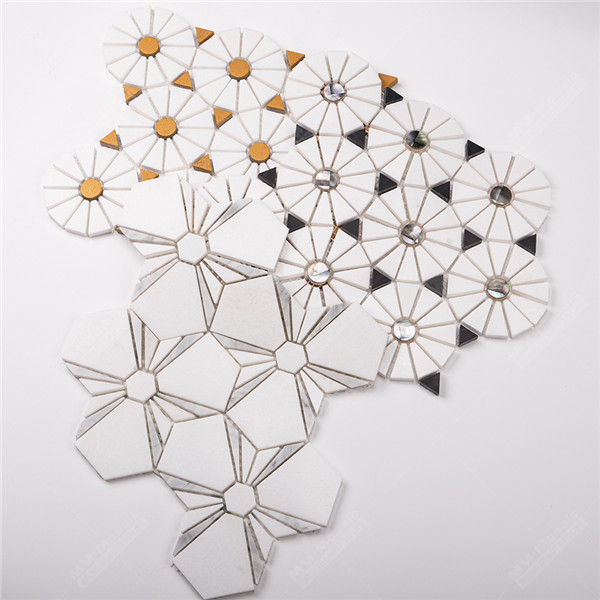Foshan Stone Mosaic Company Polished Geometric Flower Pattern Waterjet ...