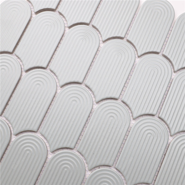 China Wholesale Light Grey Glazed Arch Shape Feather Fish Scale Ceramic ...