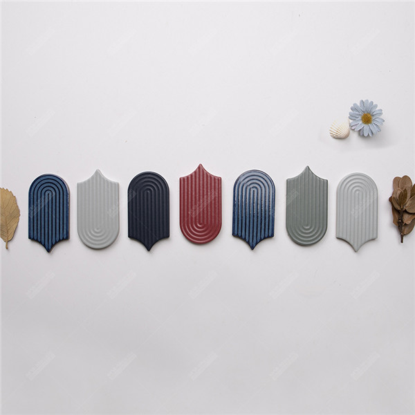 China Wholesale Light Grey Glazed Arch Shape Feather Fish Scale Ceramic ...
