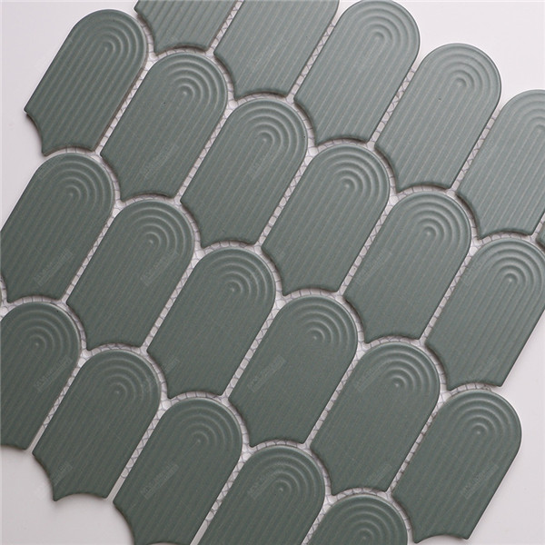 Foshan Manufacturer Arch Shape Premium Glazed Porcelain Green Fish ...