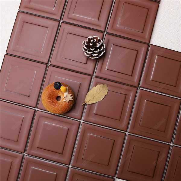 Wholesale Moulding Surface Vermilion Ceramic Mosaic 4x4 Red Square Tile ...