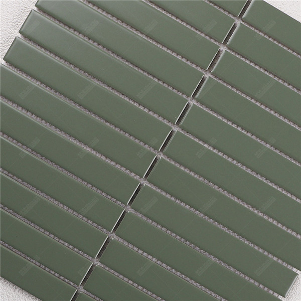 Wholesale 22x145mm Stackbond Matte Glazed Porcelain Mosaic Finger Green ...