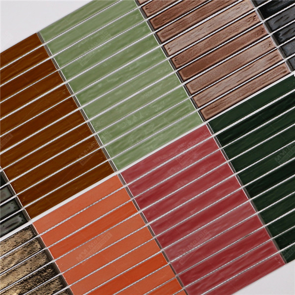 Foshan Wholesale 27x200mm Stackbond Wavy Surface Glazed Dark Green ...