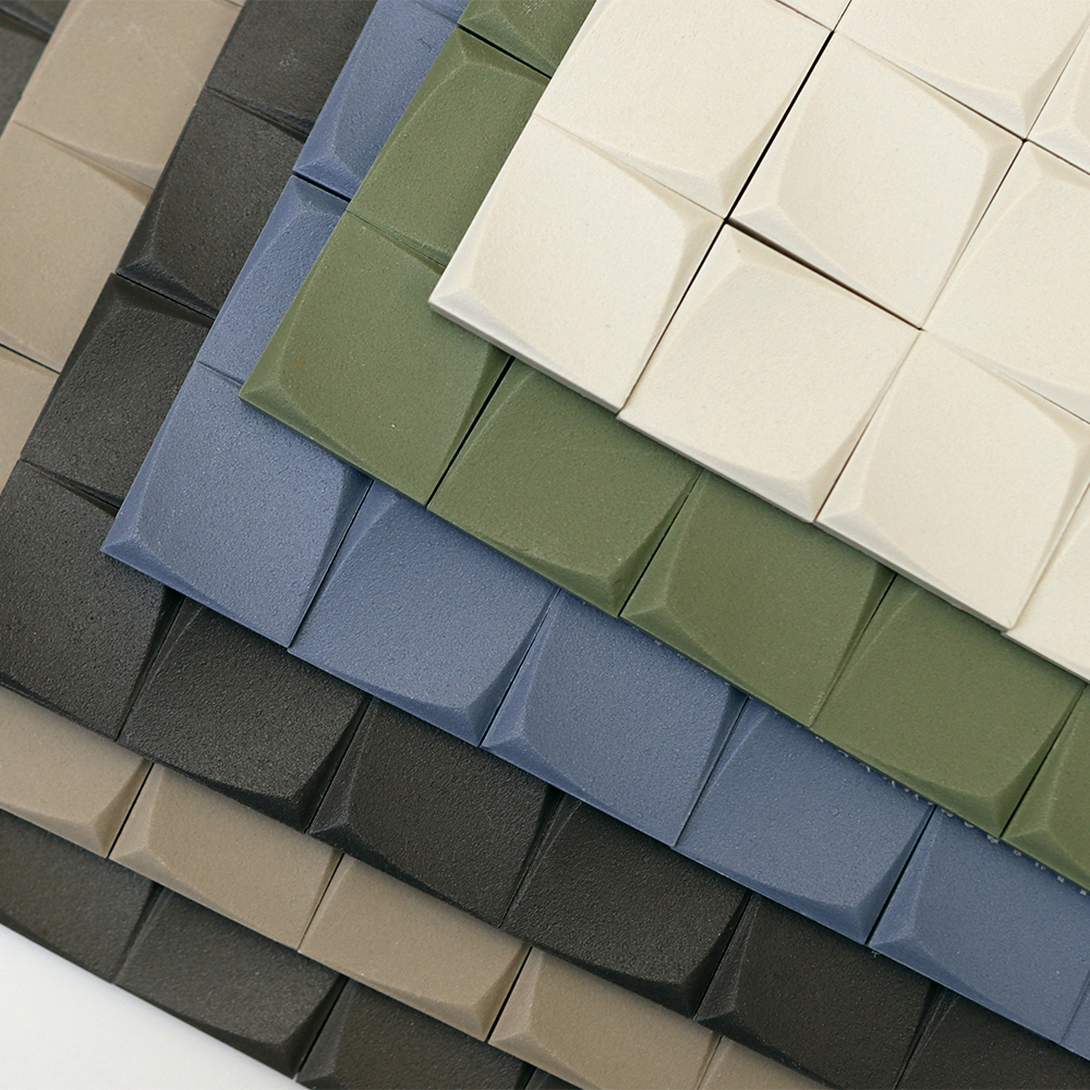 34x34mm frosted surface 3D textured porcelain square mosaic ZMA1205