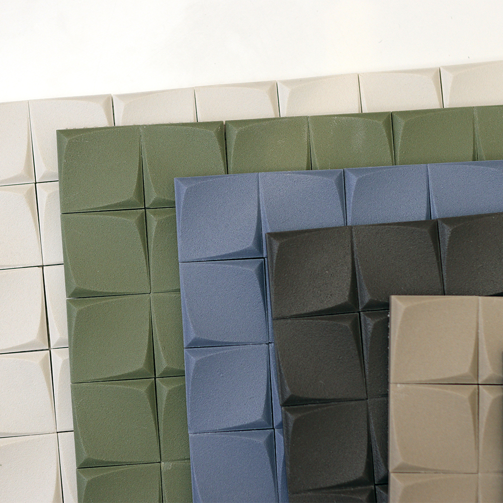 34x34mm frosted surface 3D textured porcelain square mosaic ZMA1205