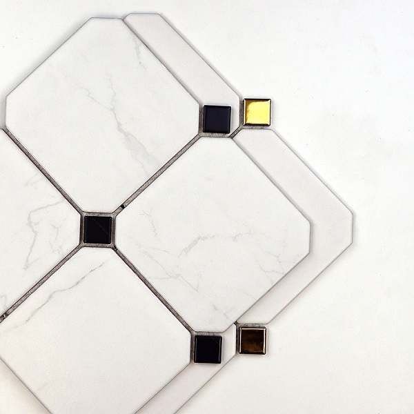 302x302mm Super Octagon with Dot White Porcelain Wall Mosaic Floor Tile ...