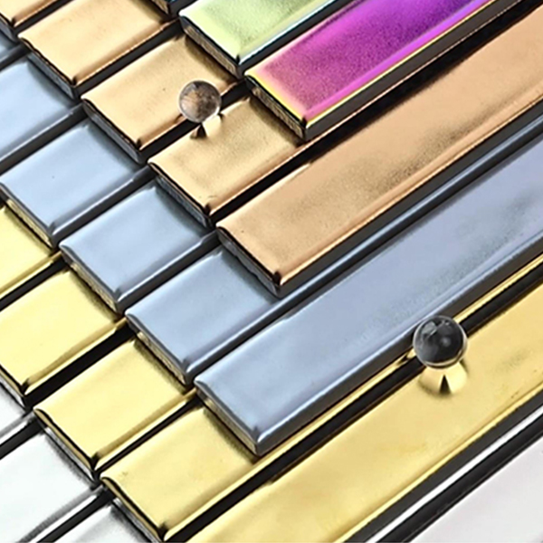 20x145mm Metallic Matte Wave Strip Porcelain Mosaic ZMN9904-