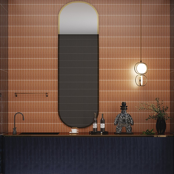 20x145mm Metallic Matte Wave Strip Porcelain Mosaic ZMN9904-