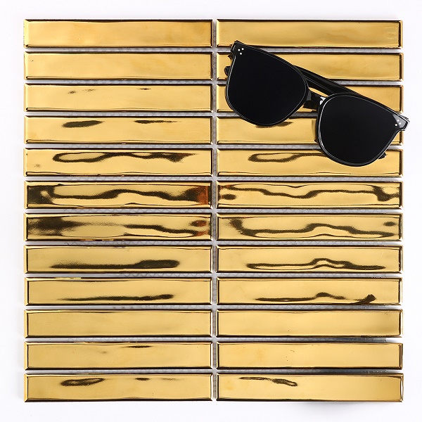 22x145mm Metallic Glossy Wave Strip Porcelain Mosaic ZGN9501-