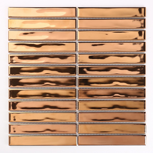 22x145mm Metallic Glossy Wave Strip Porcelain Mosaic ZGN9501-