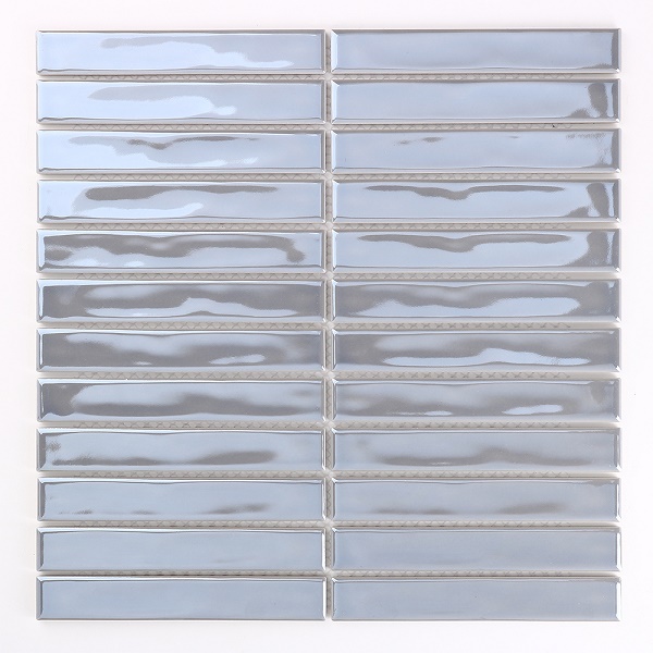 22x145mm Metallic Glossy Wave Strip Porcelain Mosaic ZGN9501-